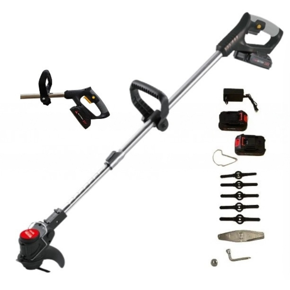 Bezvadu trimmeris - zāles pļāvējs ar divām 48V baterijām BOXER BX-148